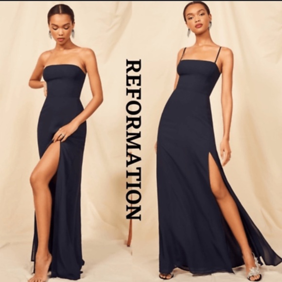 Reformation | Dresses | Nwt Reformation Blue Spaghetti Strap Slip Dress ...